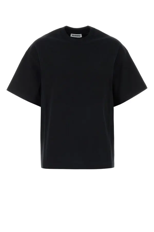 JIL SANDER Cotton T-shirt With Printed Logo - Black