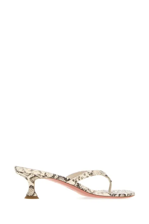 Amina Muaddi Printed Leather Juliette Thong Mules
