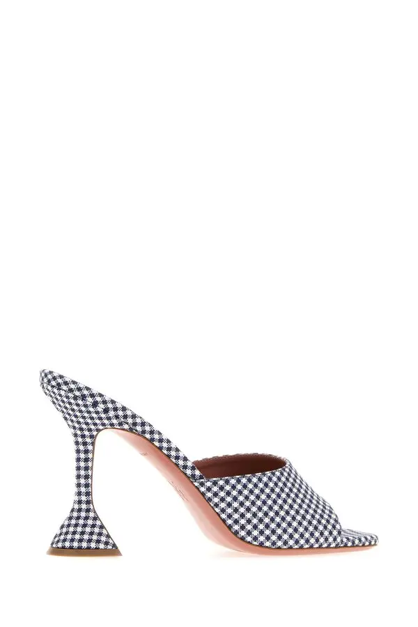 Amina Muaddi Printed Fabric Lupita Mules - White