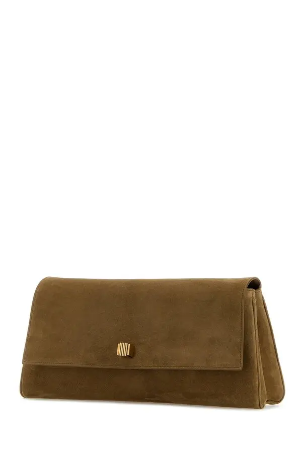 Khaite Suede Audrey Clutch - Light Brown