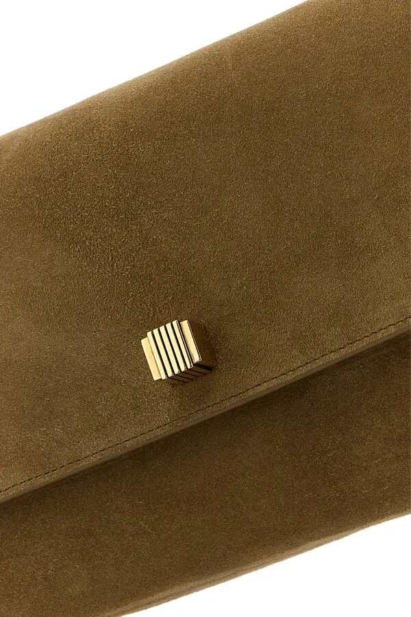 Khaite Suede Audrey Clutch - Light Brown