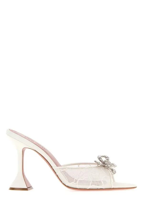 Amina Muaddi Lace Rosie Mules - White