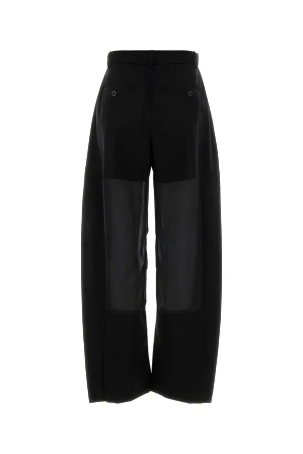 Sacai Wool And Silk Insert Belted Trousers - Black