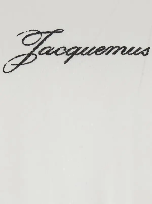 Jacquemus Le T-shirt White Crew Neck T-shirt With Logo Lettering On The Front In Cotton Blend For - Multicolor