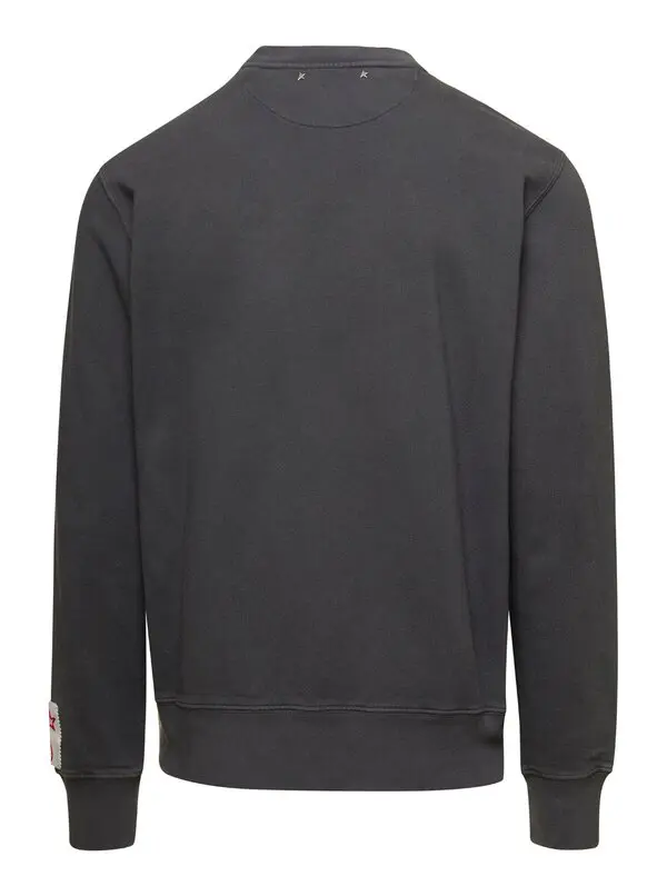 GOLDEN GOOSE Crewneck Sweatshirt With Logo Print In Cotton - Gray