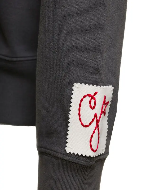 GOLDEN GOOSE Crewneck Sweatshirt With Logo Print In Cotton - Gray