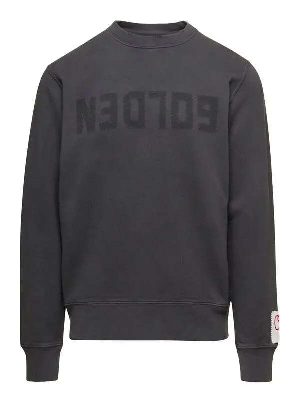 GOLDEN GOOSE Crewneck Sweatshirt With Logo Print In Cotton - Multicolor
