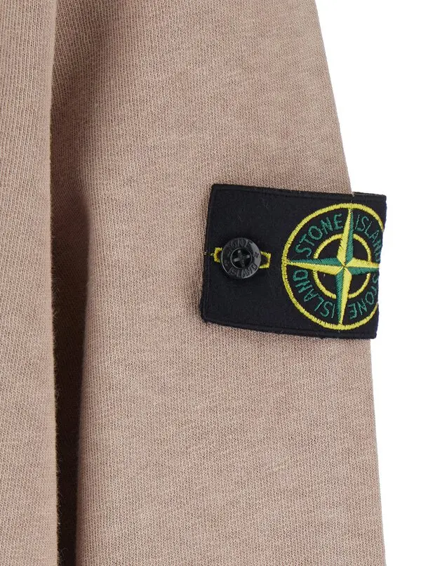Stone Island Cotton Crewneck Sweatshirt With Logo Patch - Cream