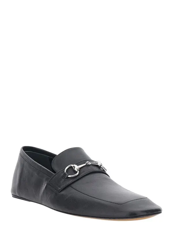 Gucci Black Leather Loafers With Horsebit Detail - Multicolor