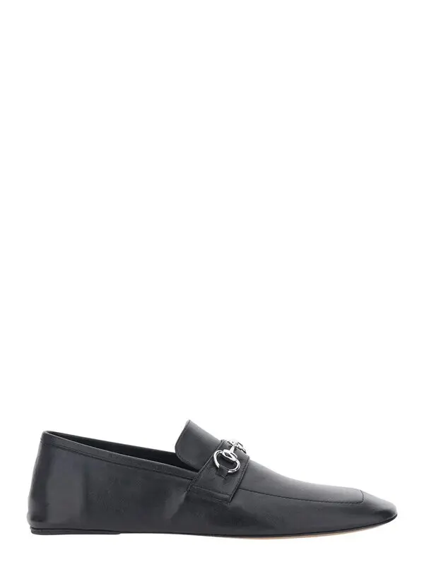 Gucci Black Leather Loafers With Horsebit Detail - Multicolor