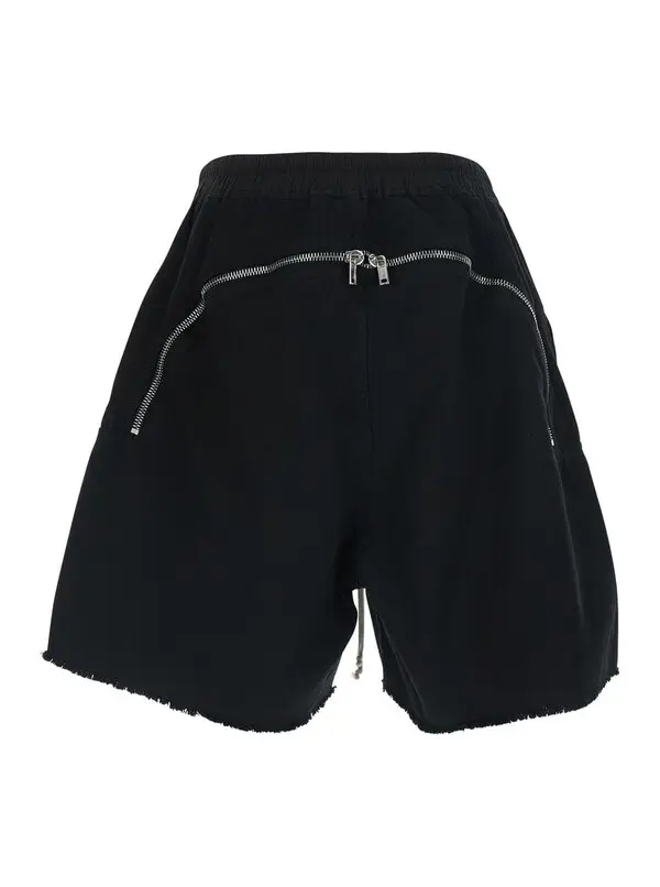 Rick Owens Cotton Shorts With Elasticated Drawstring Waist And Back Zip