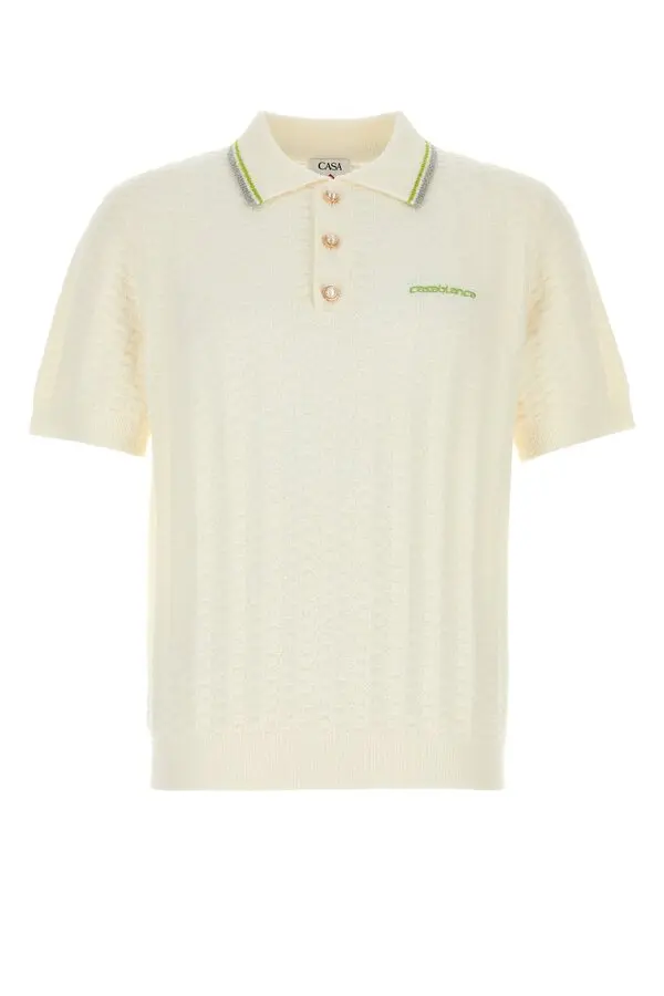 Casablanca Ivory Boucle Polo Shirt - White