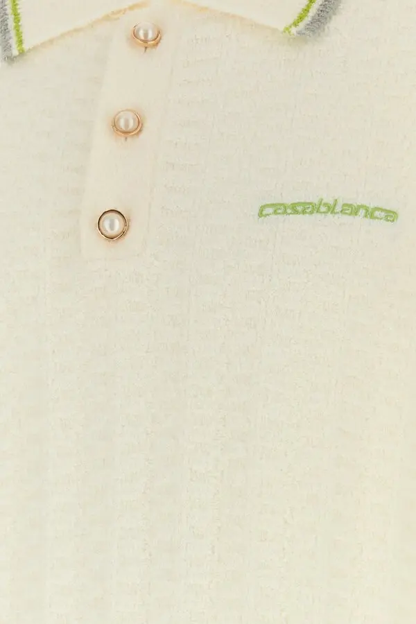 Casablanca Ivory Boucle Polo Shirt