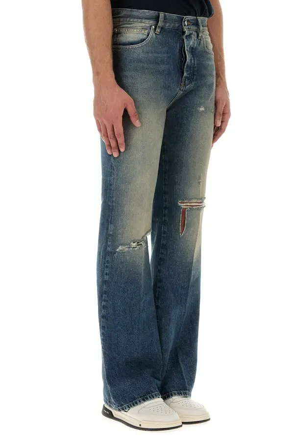 Amiri Stonewashed Distressed Denim Jeans - Blue