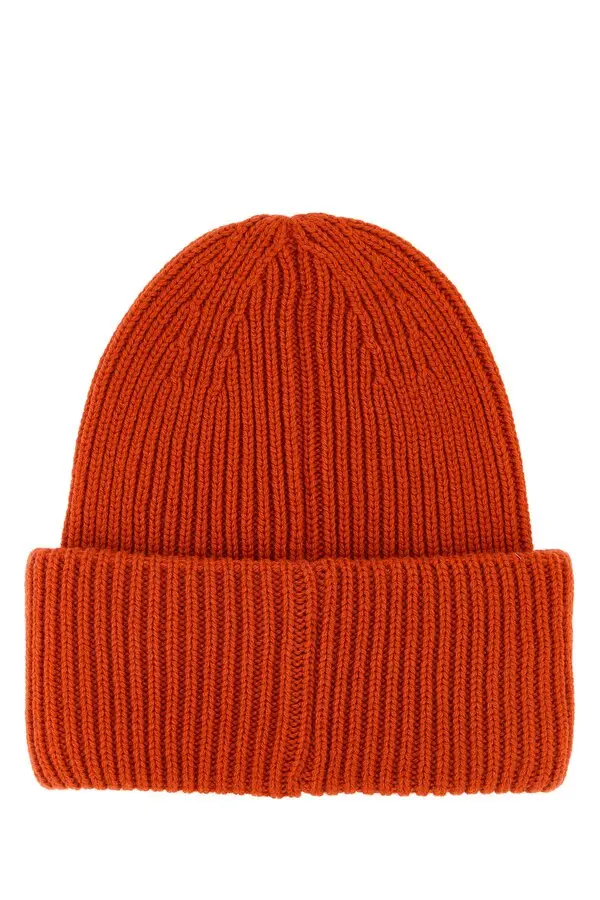 Moncler Wool Blend Beanie Hat - Orange