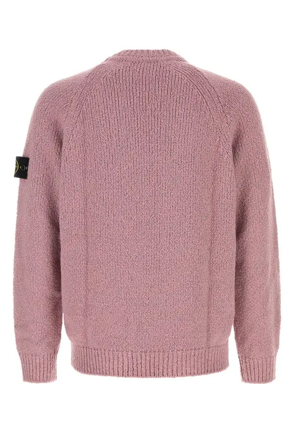 Stone Island Melange Wool Blend Sweater With Detachable Logo Label