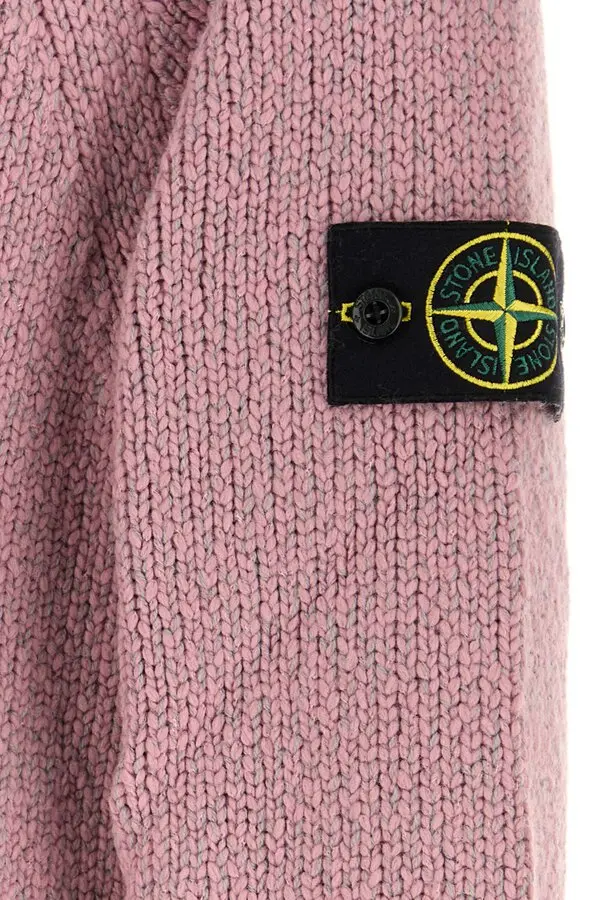 Stone Island Melange Wool Blend Sweater With Detachable Logo Label