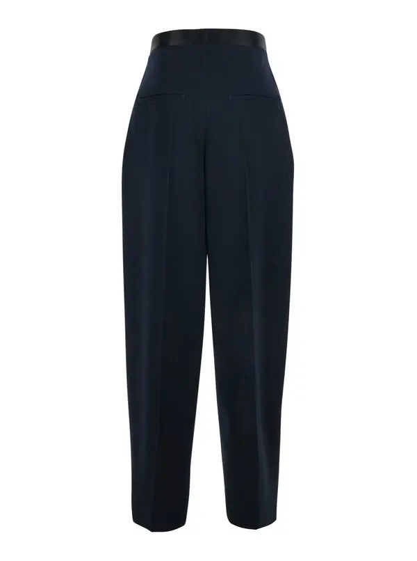 Bottega Veneta Wool Tapered Leg Trousers With Satin Waistband - Multicolor