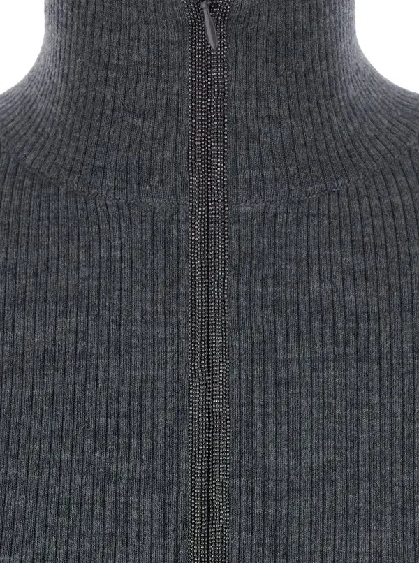 Brunello Cucinelli Wool And Cashmere Half-zip Turtleneck Sweater - Multicolor