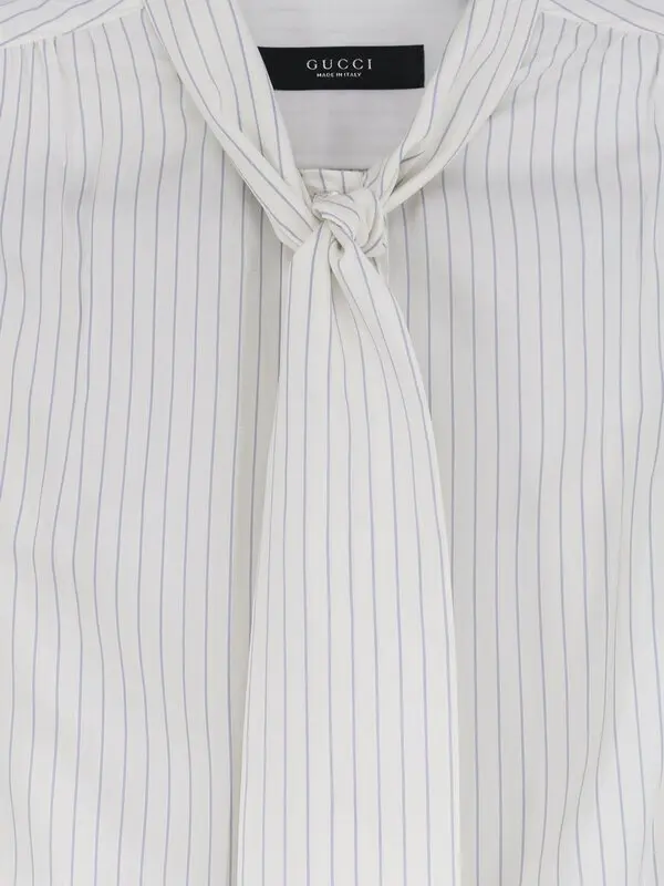 Gucci Striped Silk Shirt With Tie Detail - Multicolor