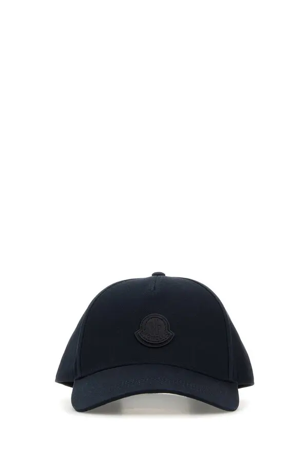 Moncler Cotton Baseball Cap With Logo Patch - Blue