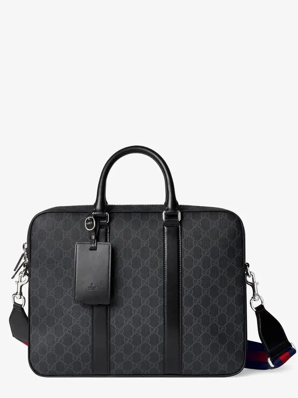 Gucci Gg Supreme Fabric And Leather Briefcase - Multicolor