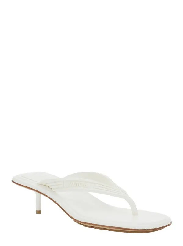 Bottega Veneta Sampieri White Rubber Thong Sandals With Kitten Heel - Multicolor