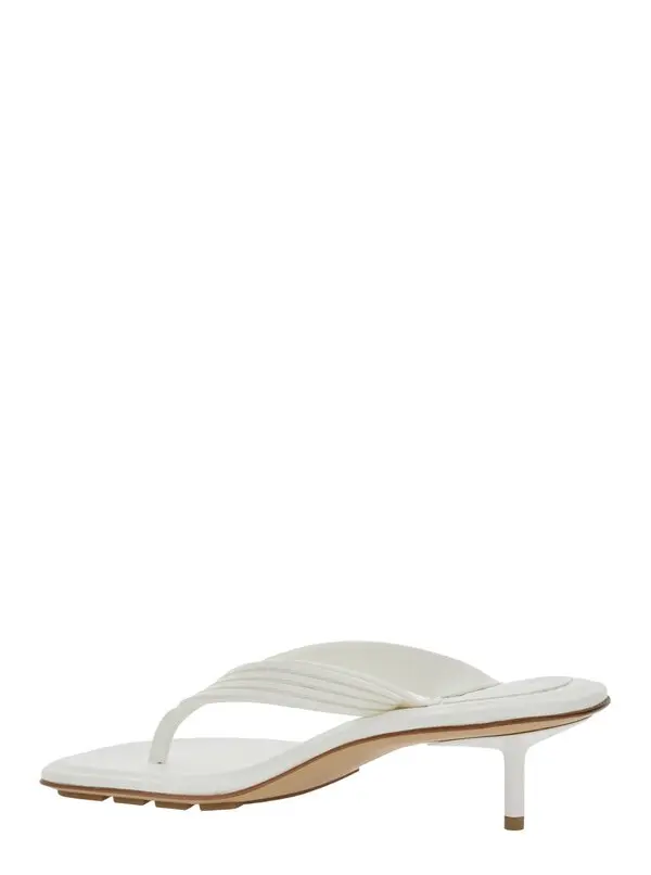 Bottega Veneta Sampieri White Rubber Thong Sandals With Kitten Heel - Multicolor