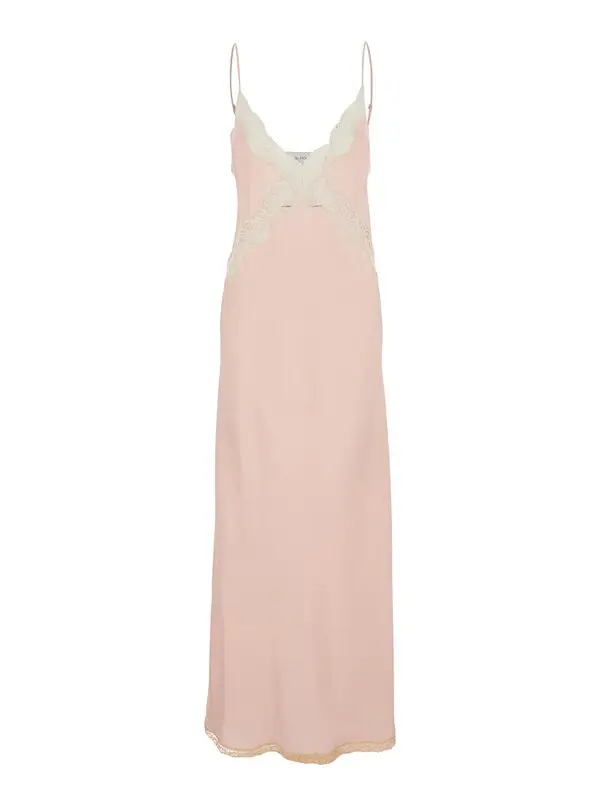 FORTE_FORTE Long Slip Dress With Lace Detail - Multicolor
