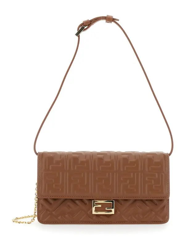Fendi Leather Crossbody Bag With Ff Motif - Multicolor