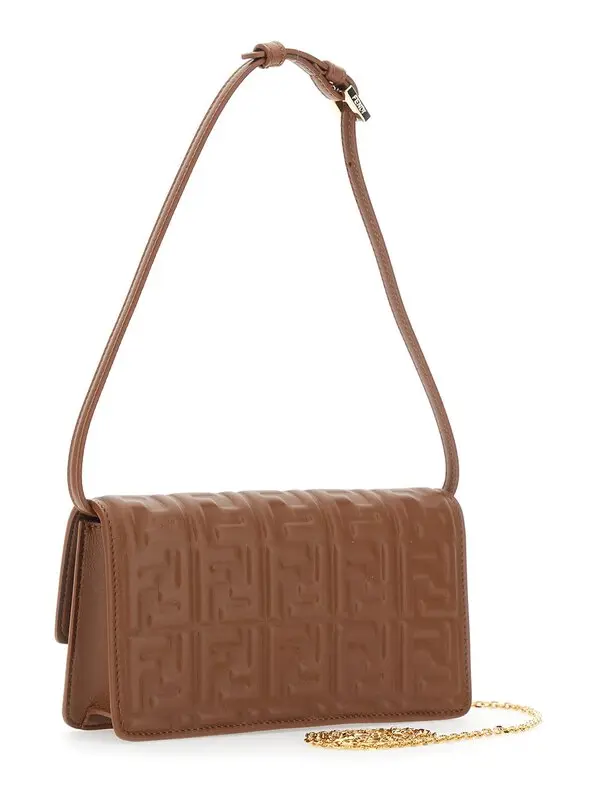 Fendi Leather Crossbody Bag With Ff Motif