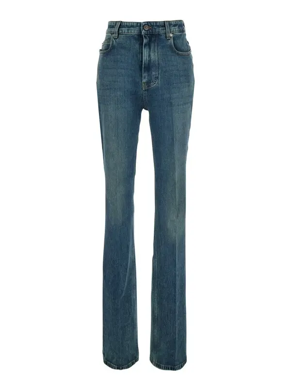 Balenciaga High-waisted Straight Leg Jeans With Back Logo Patch - Multicolor