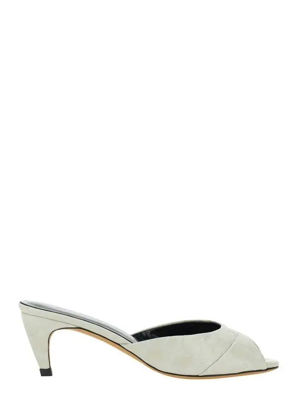 JUDE Cave Mule Cream Croc Embossed Leather