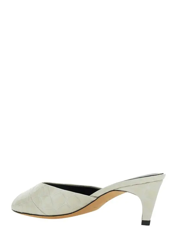 JUDE Cave Mule Cream Croc Embossed Leather