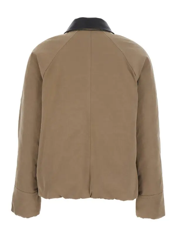 Brunello Cucinelli Cotton Blend Jacket With Leather Collar - Multicolor