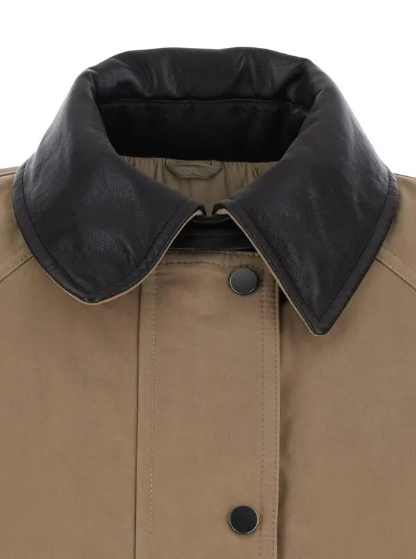 Brunello Cucinelli Cotton Blend Jacket With Leather Collar - Multicolor