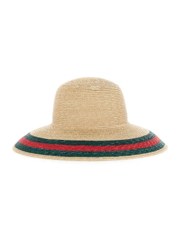 Gucci Straw Hat With Red And Green Stripe Detail - Multicolor
