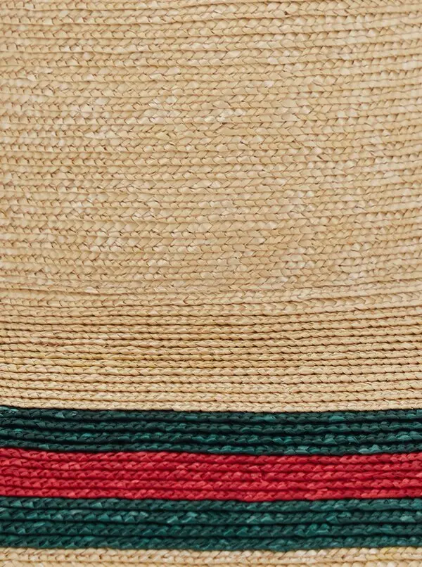Gucci Straw Hat With Red And Green Stripe Detail