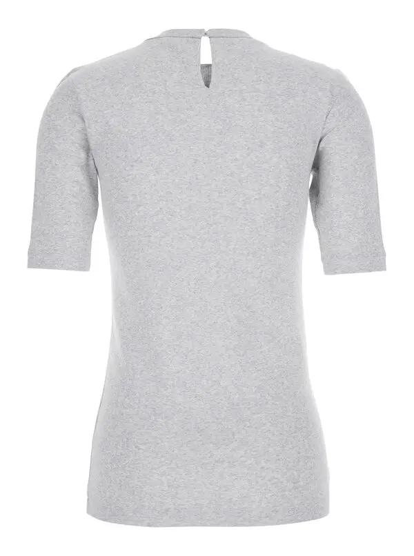 Brunello Cucinelli Cotton Three-quarter Sleeve Crewneck T-shirt With Monili Detail
