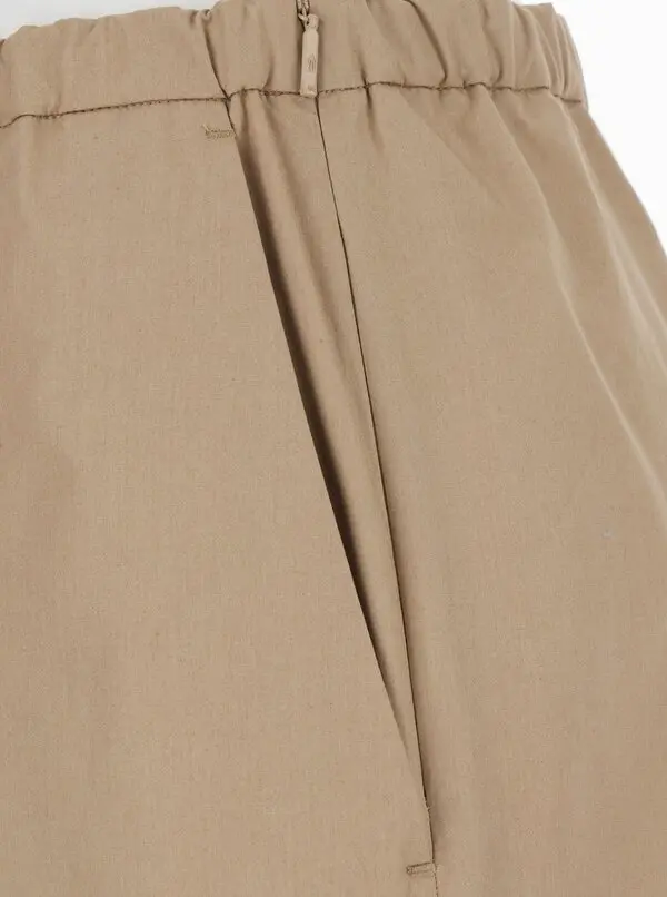 Moncler Beige Cotton Elasticated Waist Pants With Back Logo Patch - Multicolor