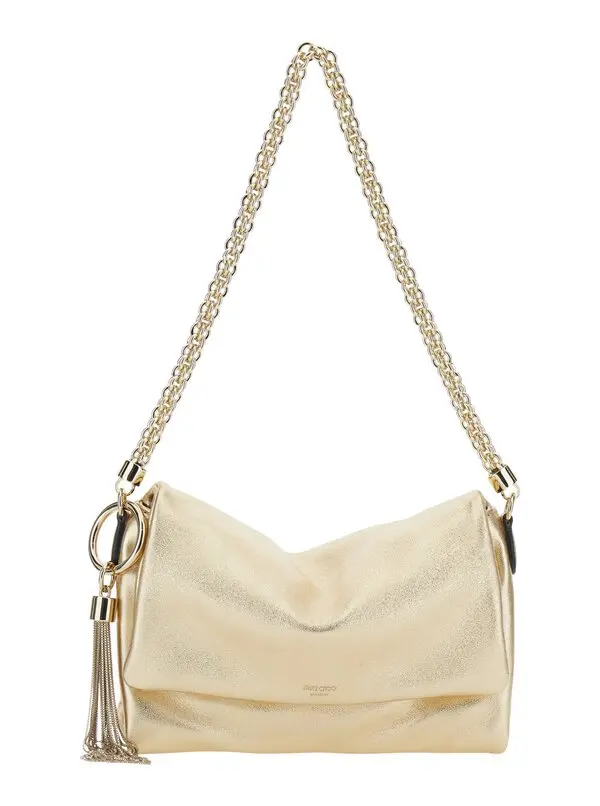 JIMMY CHOO Callie' Gold Colored Mini Bag With Chain Strap And Logo On Front In Leather Blend For - Multicolor