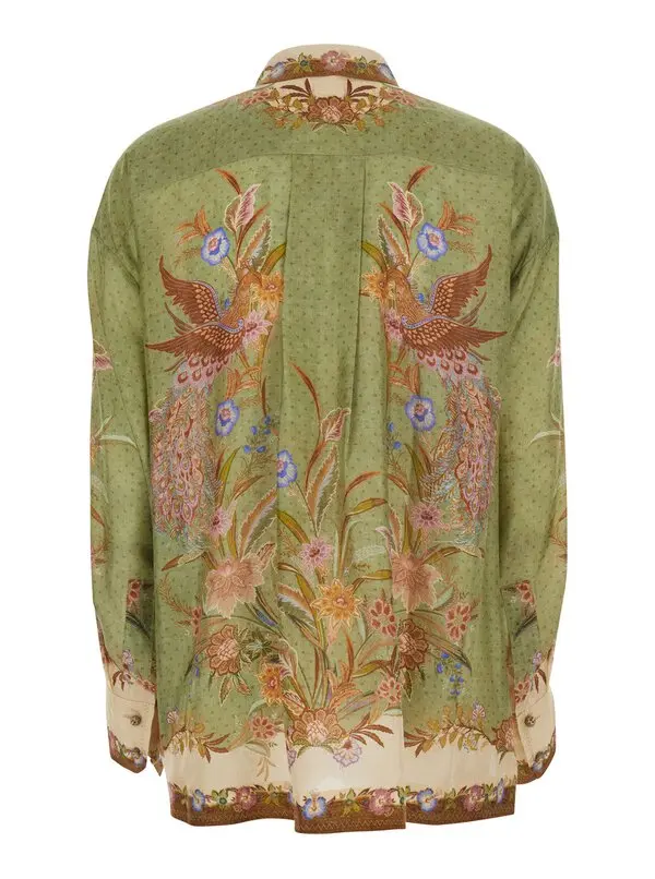 Zimmermann Indra Silk Shirt With Floral Motif - Multicolor