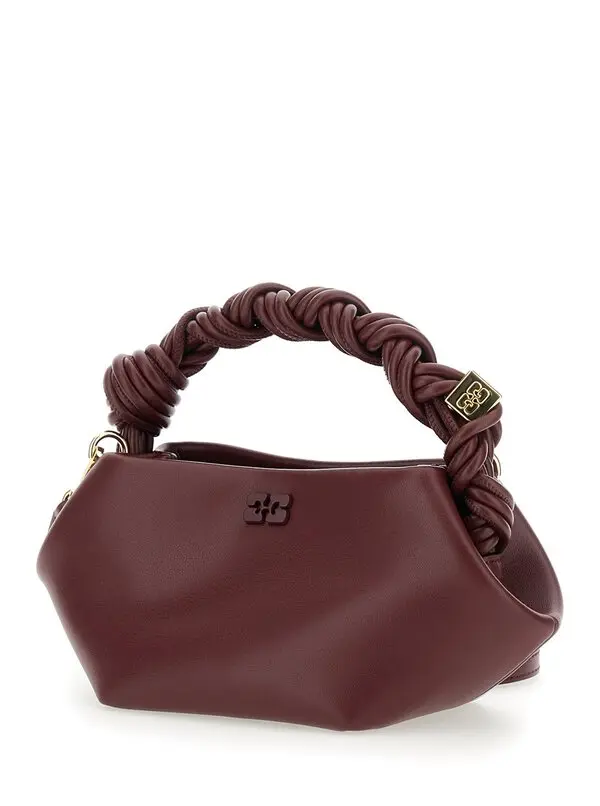 GANNI Leather Handbag With Braided Handle - Multicolor