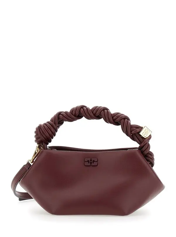 GANNI Leather Handbag With Braided Handle - Multicolor