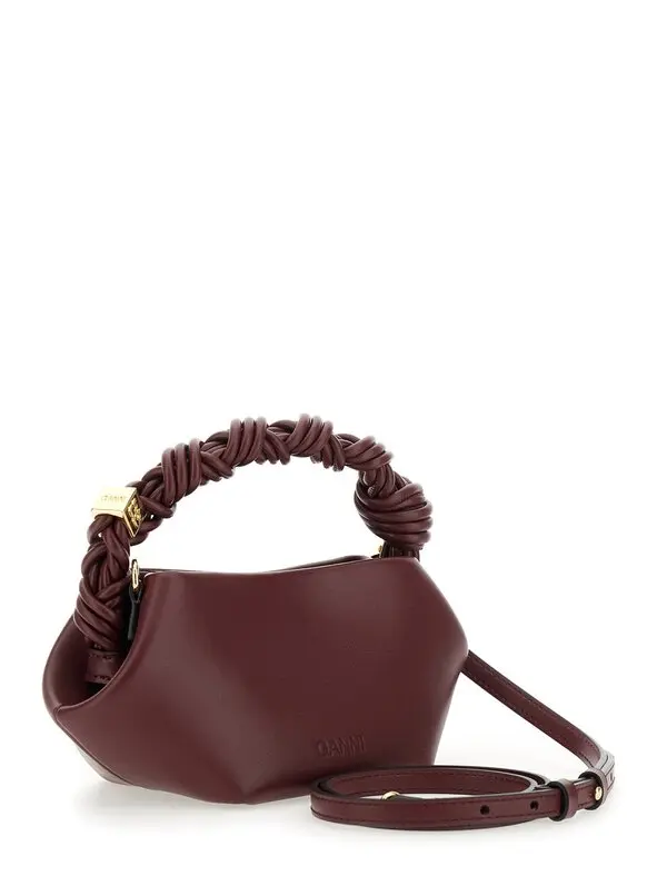 GANNI Leather Handbag With Braided Handle - Multicolor