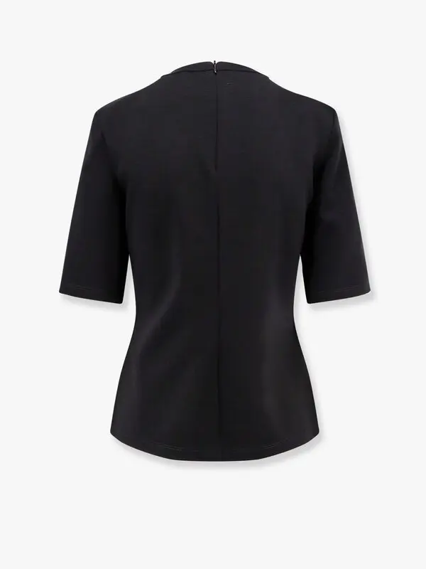 Max Mara Wool T-shirt With Embossed Logo - Multicolor