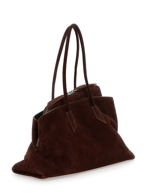 Attico La Passeggiata Suede Shoulder Bag - Brown