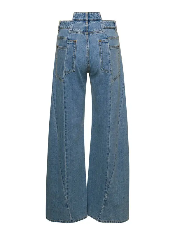 MAISON MARGIELA Asymmetrical Wide Leg Denim Jeans - Multicolor