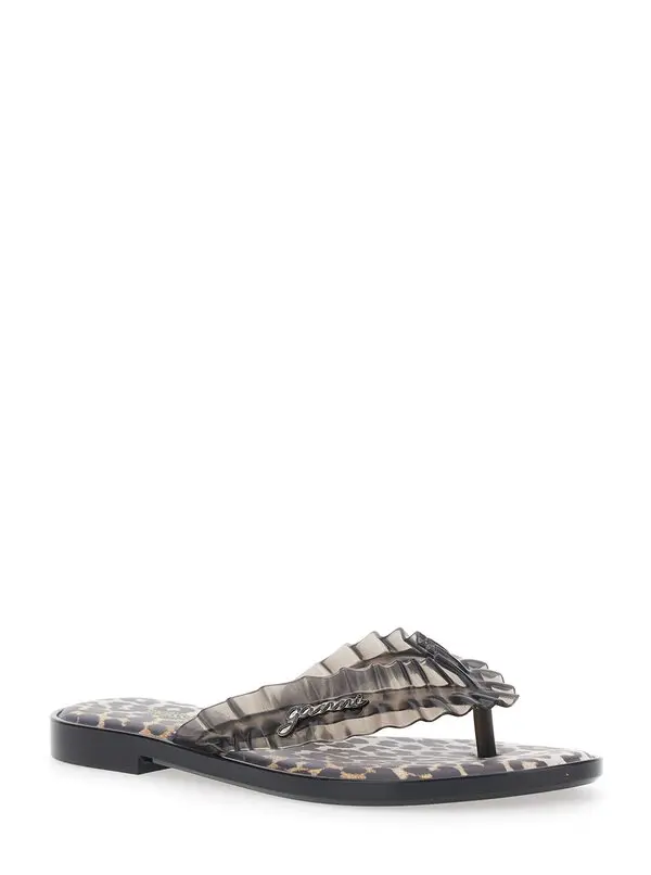 GANNI Melissa Flip Flop With Leopard Print
