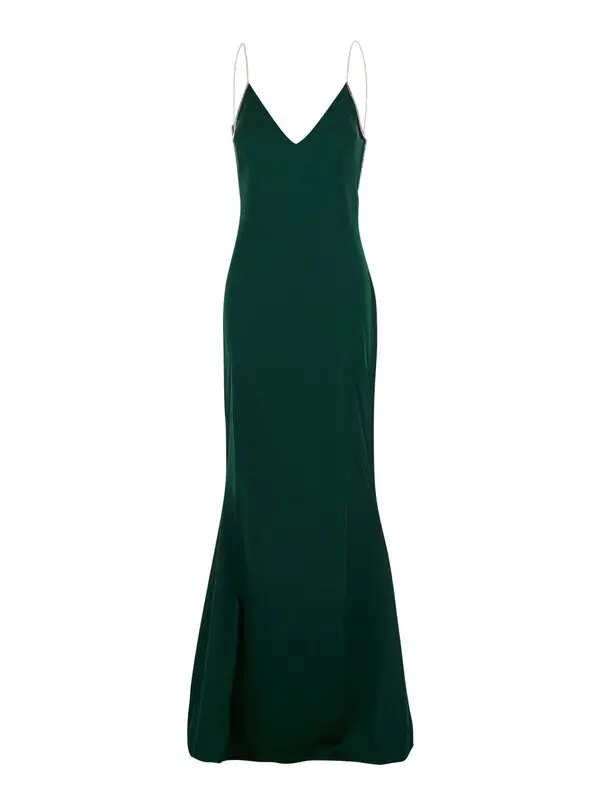 TOM FORD Green Acetate Blend Long Dress With Crystal Embellishment - Multicolor
